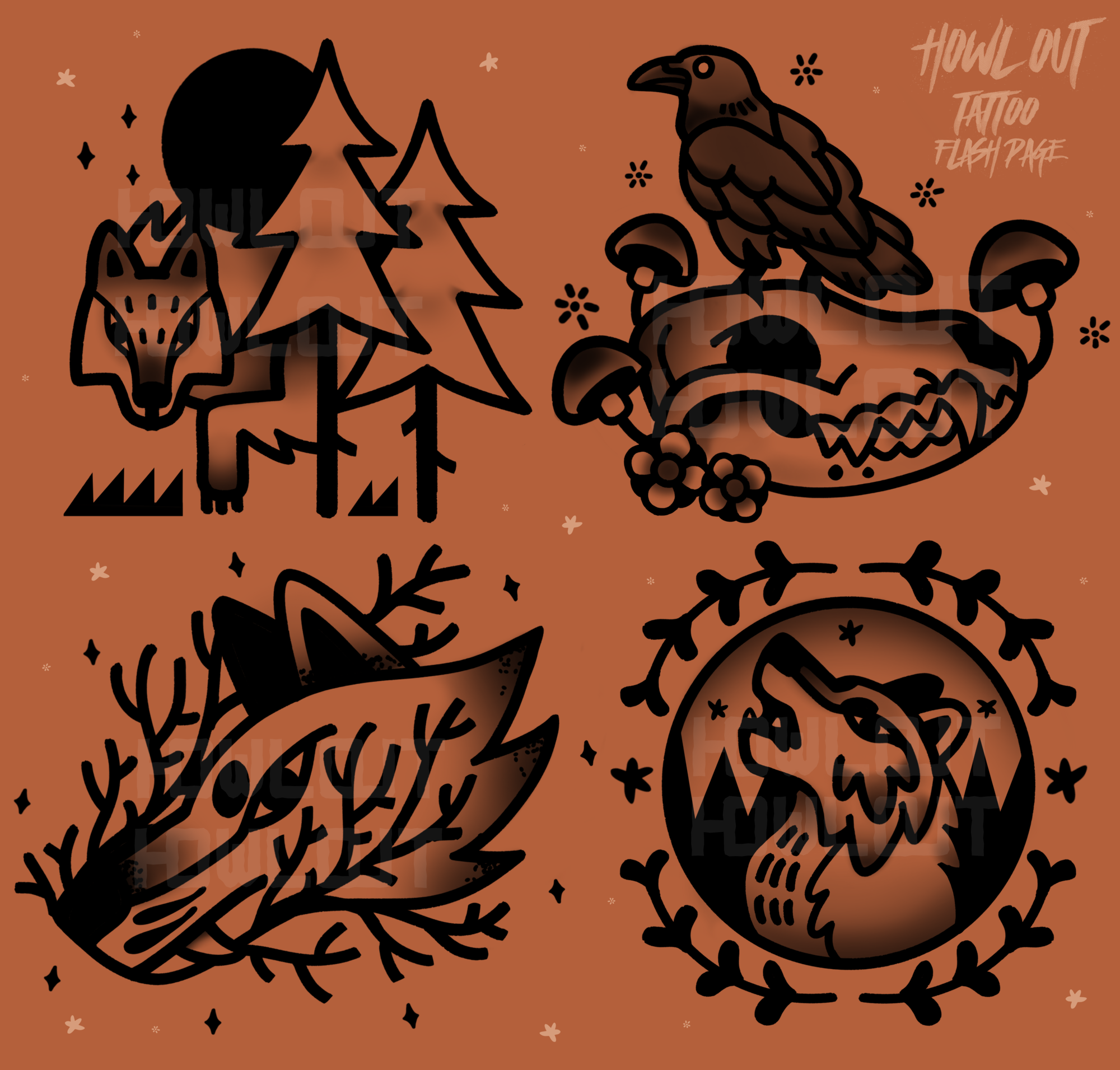 TATTOO FLASH PAGES – HOWL OUT
